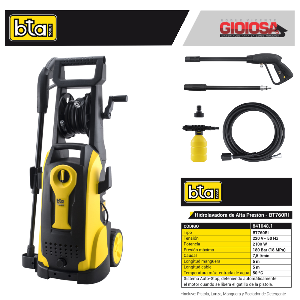 BTA HIDROLAVADORA ALTA PRESION 2100